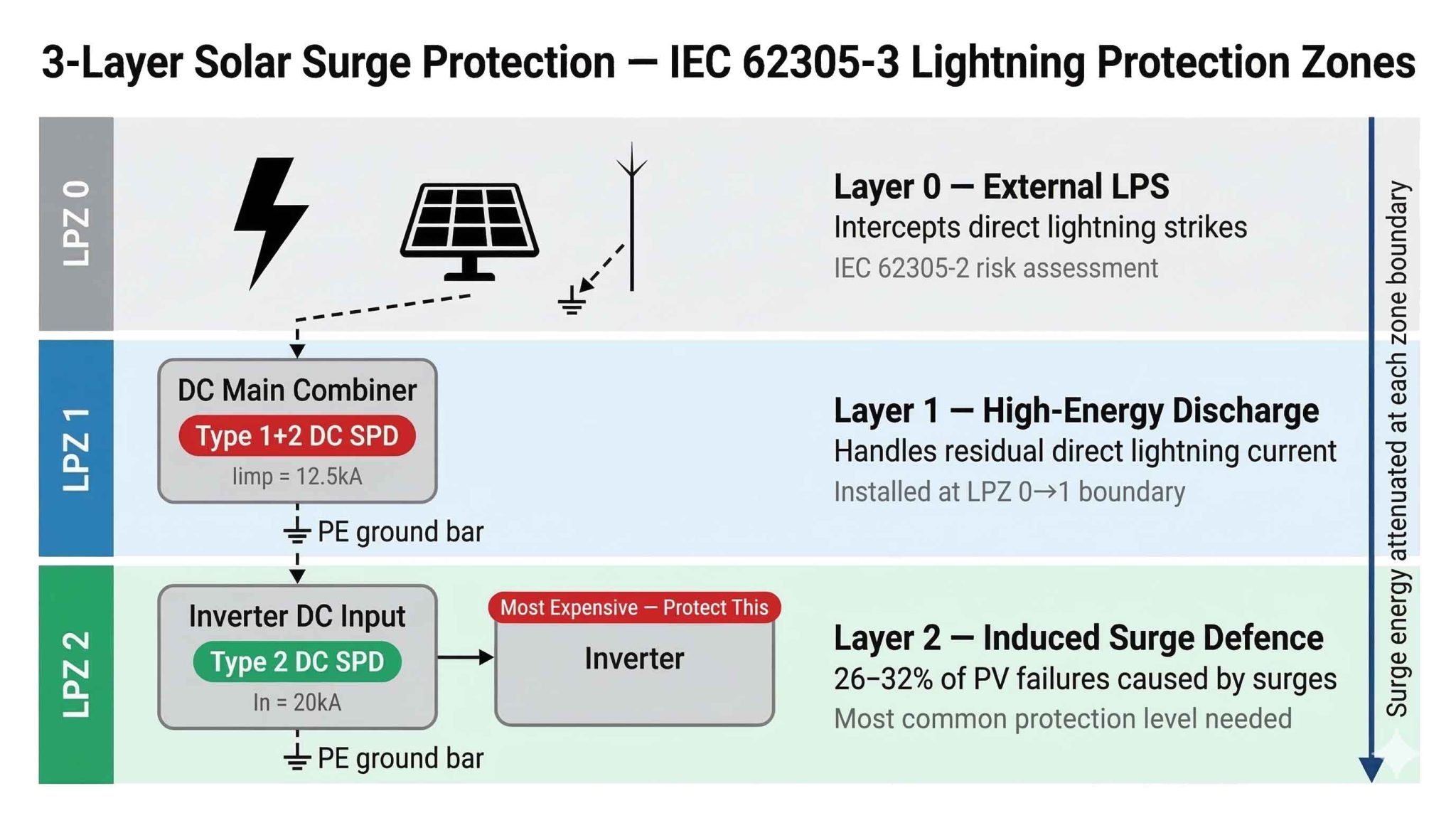 Solar Surge Protection: 3-Layer DC SPD Guide for PV Systems